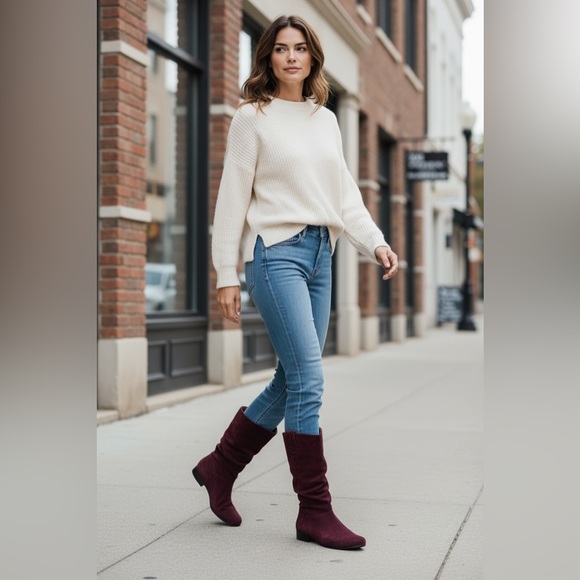 liz & co. | Shoes | Vintage Liz And Company Burgundy Leather Flat Mid ...